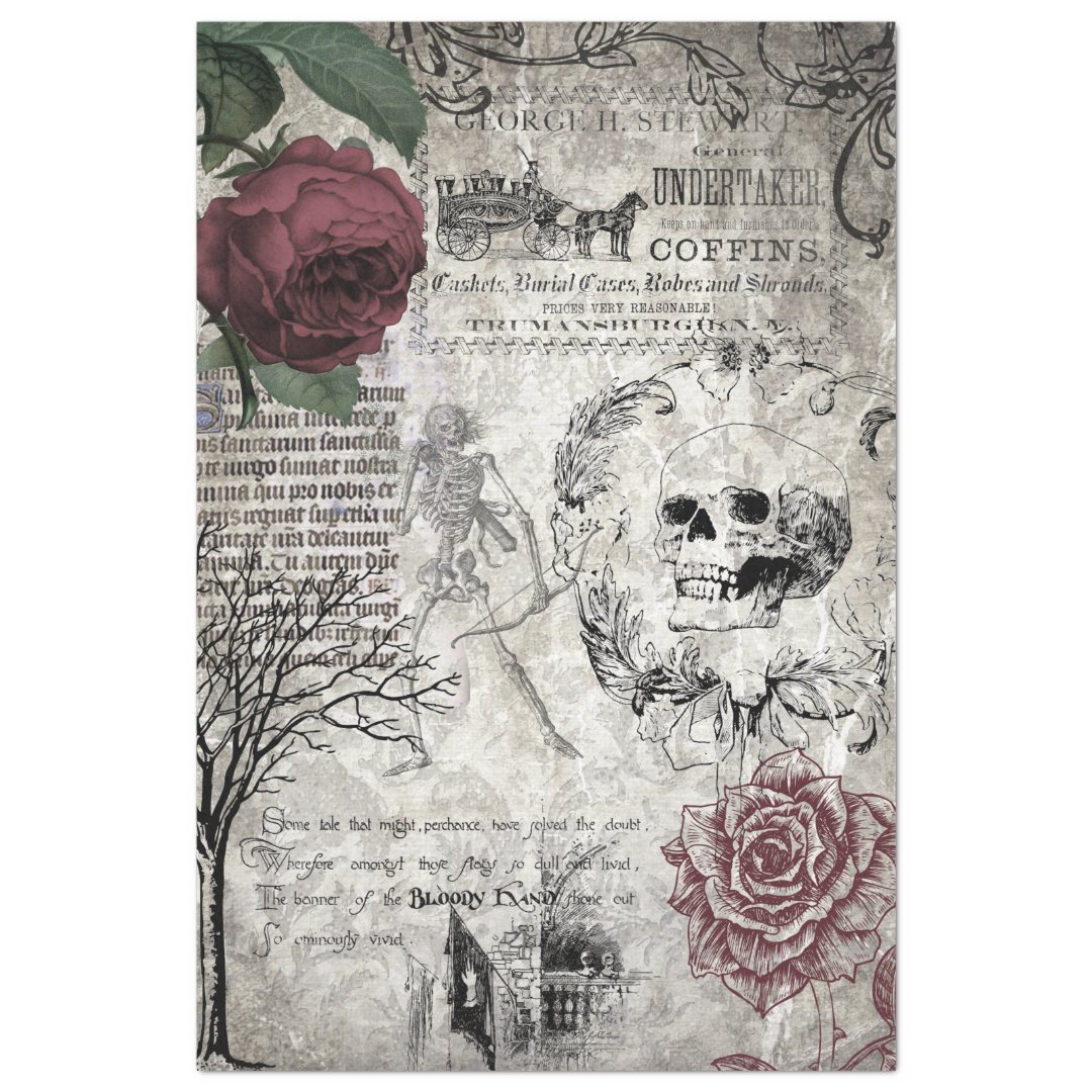Gothic Macabre Victorian Skull & Death Ephemera Tissue Paper | Zazzle