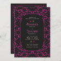 Gothic Magenta Black Lace Rose Invitation | Zazzle
