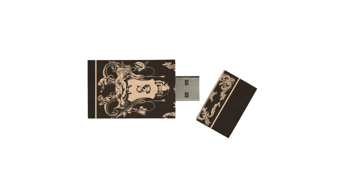 Gothic monster antique architectural decoration wood flash drive | Zazzle