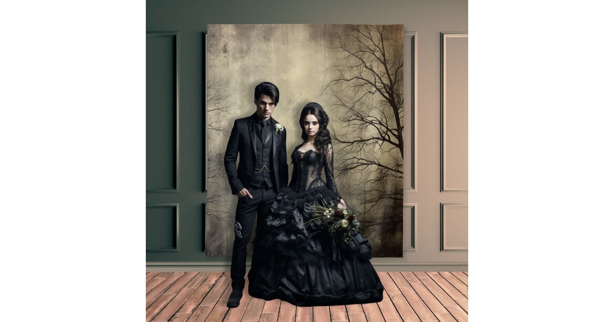 Gothic Moody Scenes Dark Forest Cream & Black Tapestry | Zazzle