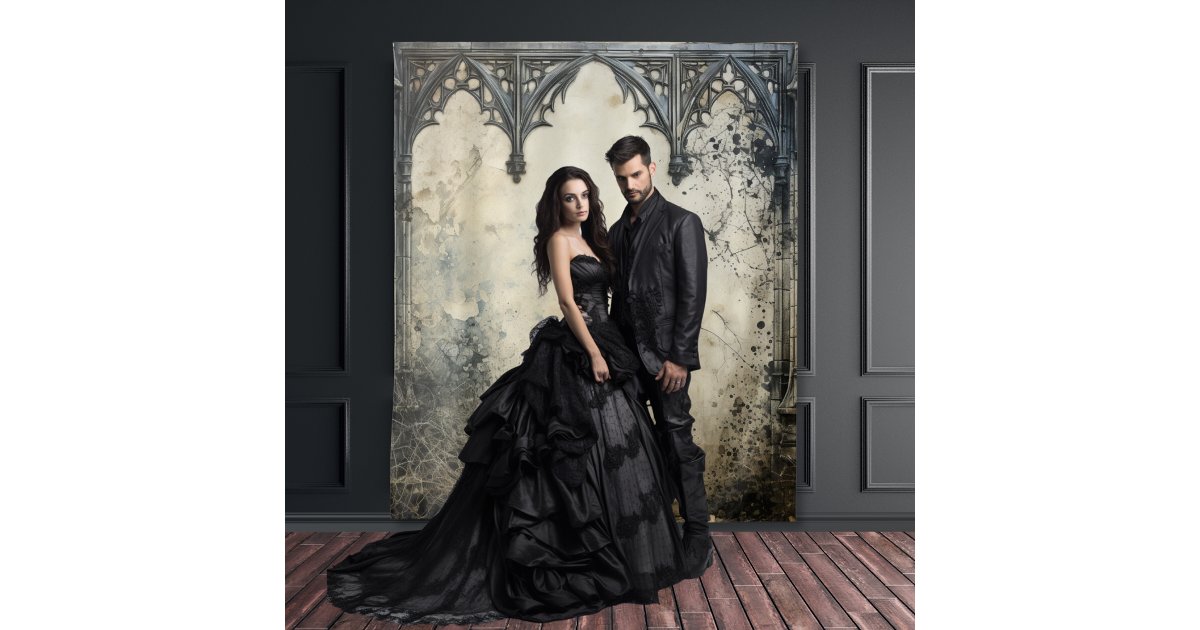 Gothic Moody Scenes Vintage Arches Cream & Black Tapestry | Zazzle