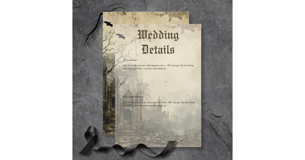 Gothic Moody Scenes Vintage Cream & Black Details Enclosure Card | Zazzle