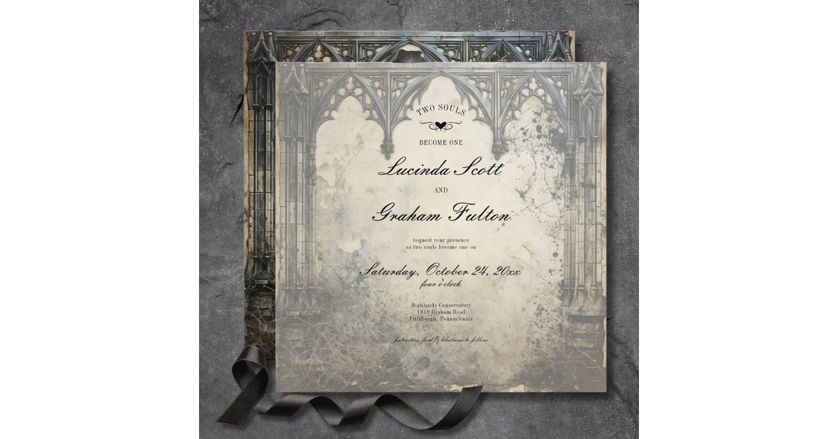 Gothic Moody Scenes Vintage Cream & Black Invitation | Zazzle