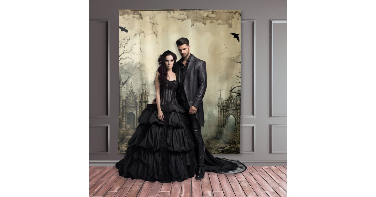Gothic Moody Scenes Vintage Ruins Cream & Black Tapestry | Zazzle