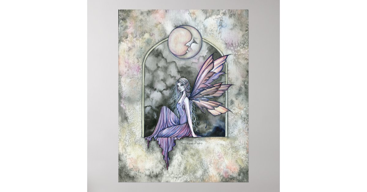 Gothic Moon Fairy Art Poster Print | Zazzle