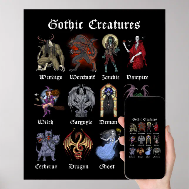 Gothic Mythical Creatures Poster | Zazzle