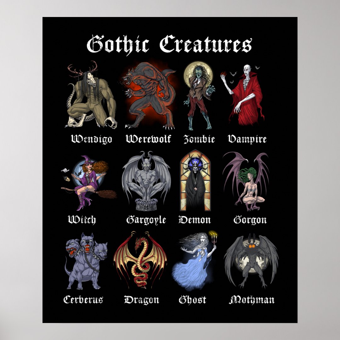 Gothic Mythical Creatures Poster | Zazzle