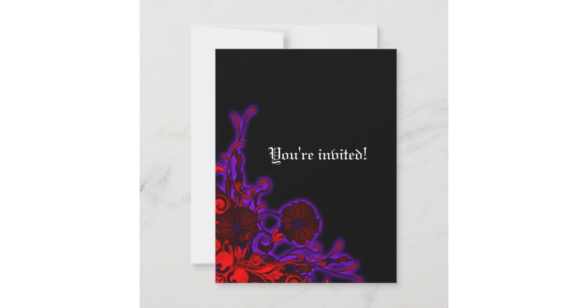Gothic Nightshade Modern Floral Wedding Invitation | Zazzle