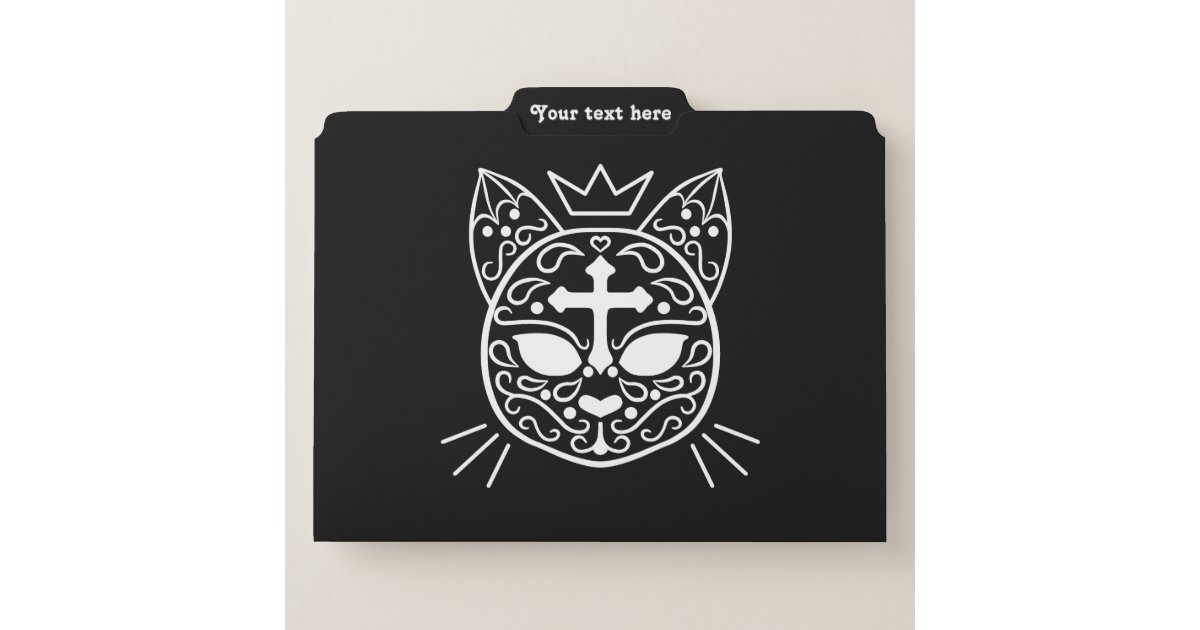 Gothic organizer sugar skull kitty cat nu goth file folder | Zazzle