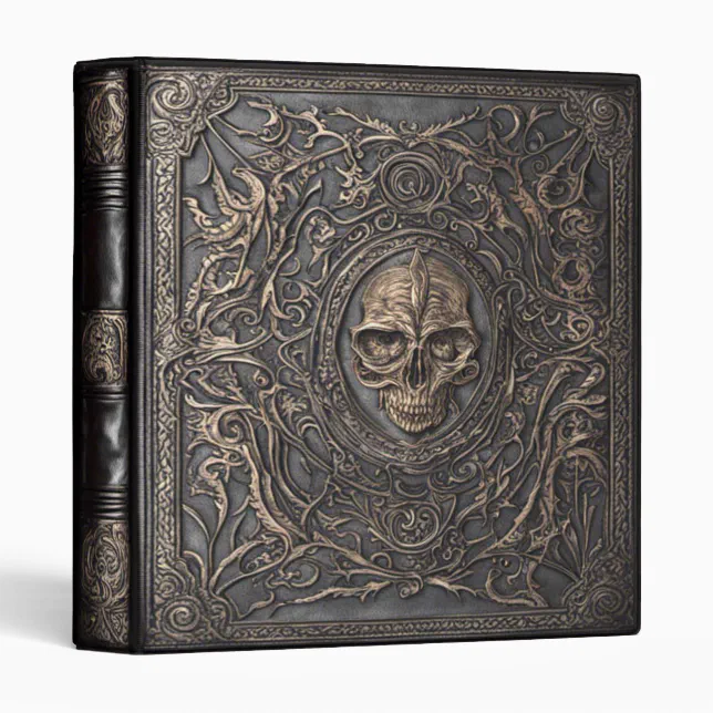 Gothic Ornate Filigree Skulls Black Leather 3 Ring Binder | Zazzle