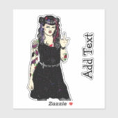 Gothic Punk Girl Flipping the Bird Sticker | Zazzle