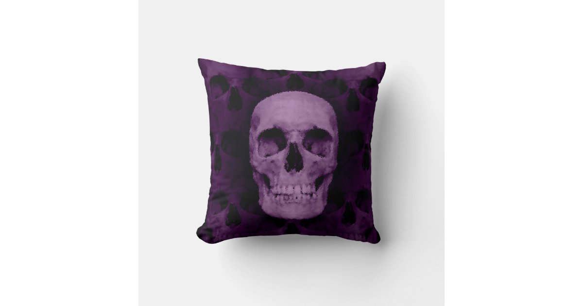 Gothic purple Halloween skull design Throw Pillow | Zazzle