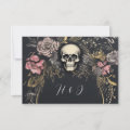 Gothic QR Code Skull Floral Wedding RSVP Card | Zazzle