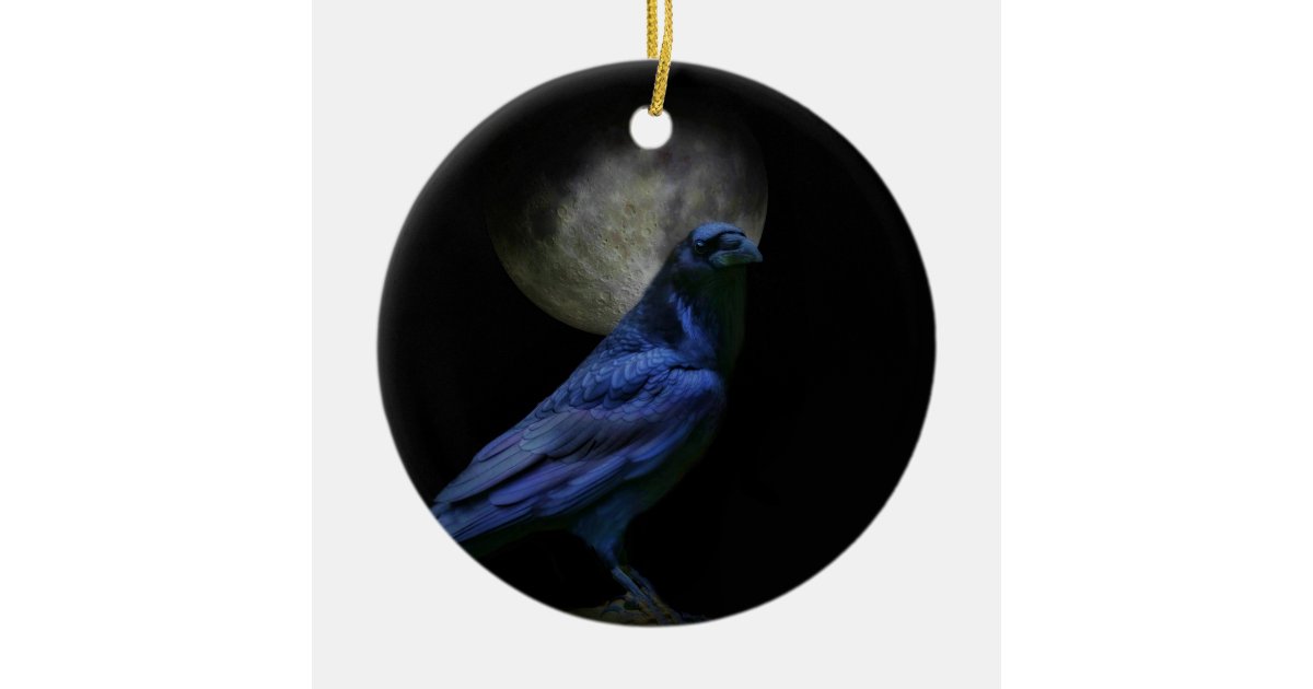 Gothic Raven and Moon Pagan Ceramic Ornament | Zazzle