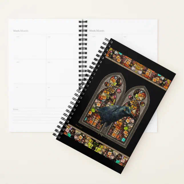 Gothic Raven Art Black Day Planner | Zazzle