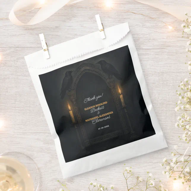 Gothic Raven Candlelight Arch Wedding Favor Bag | Zazzle