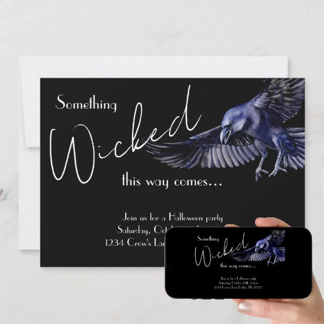 Gothic Raven Something Wicked Halloween Party Invitation | Zazzle
