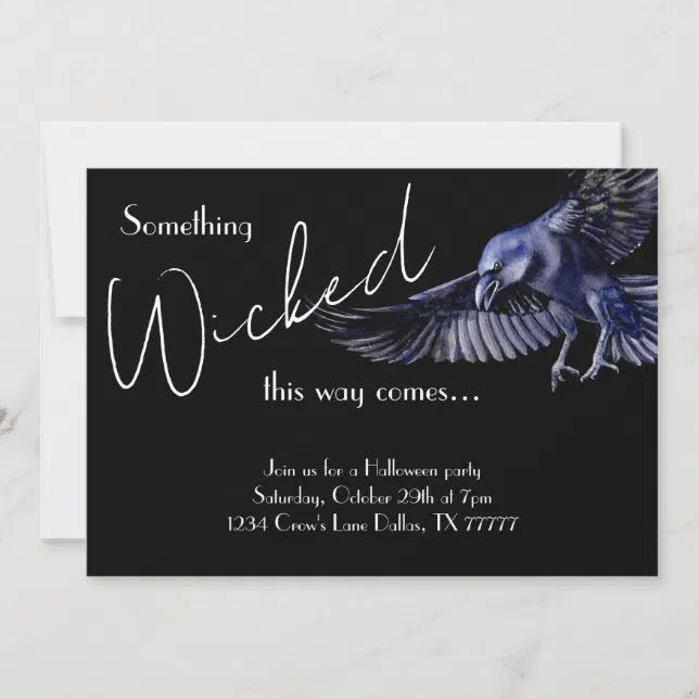 Gothic Raven Something Wicked Halloween Party Invitation | Zazzle