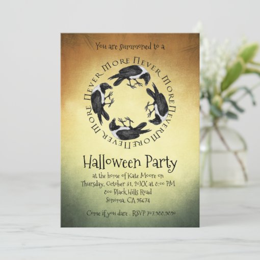 Gothic Ravens Halloween Party Invitation | Zazzle