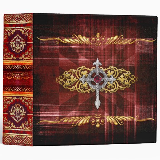 Gothic Red and Gold Ancient Tome Magic Spellbook 3 Ring Binder | Zazzle.com