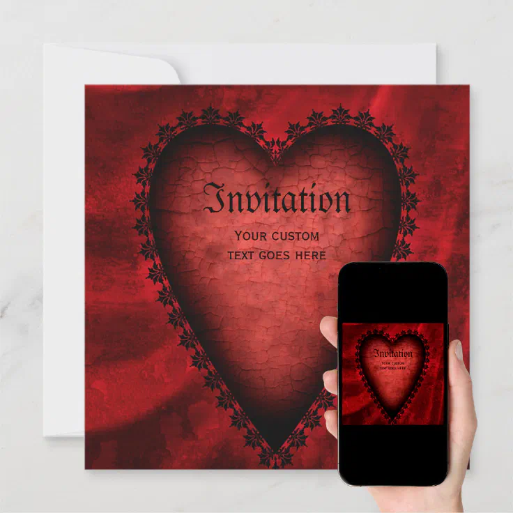 Gothic Red Heart Invitation | Zazzle