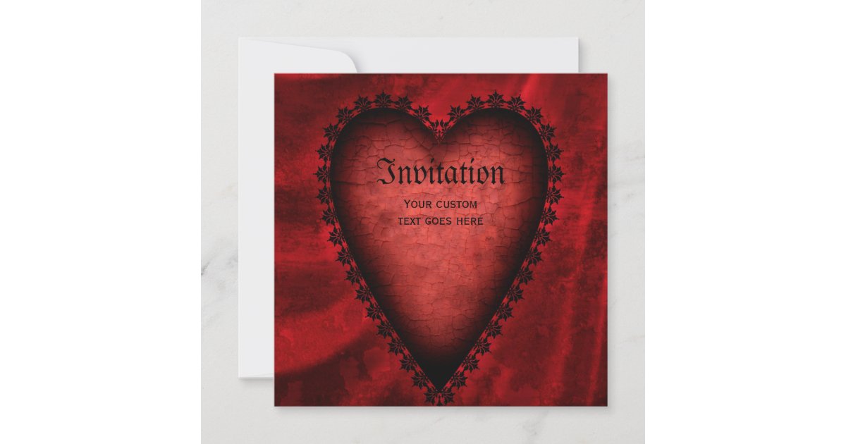 Gothic Red Heart Invitation | Zazzle
