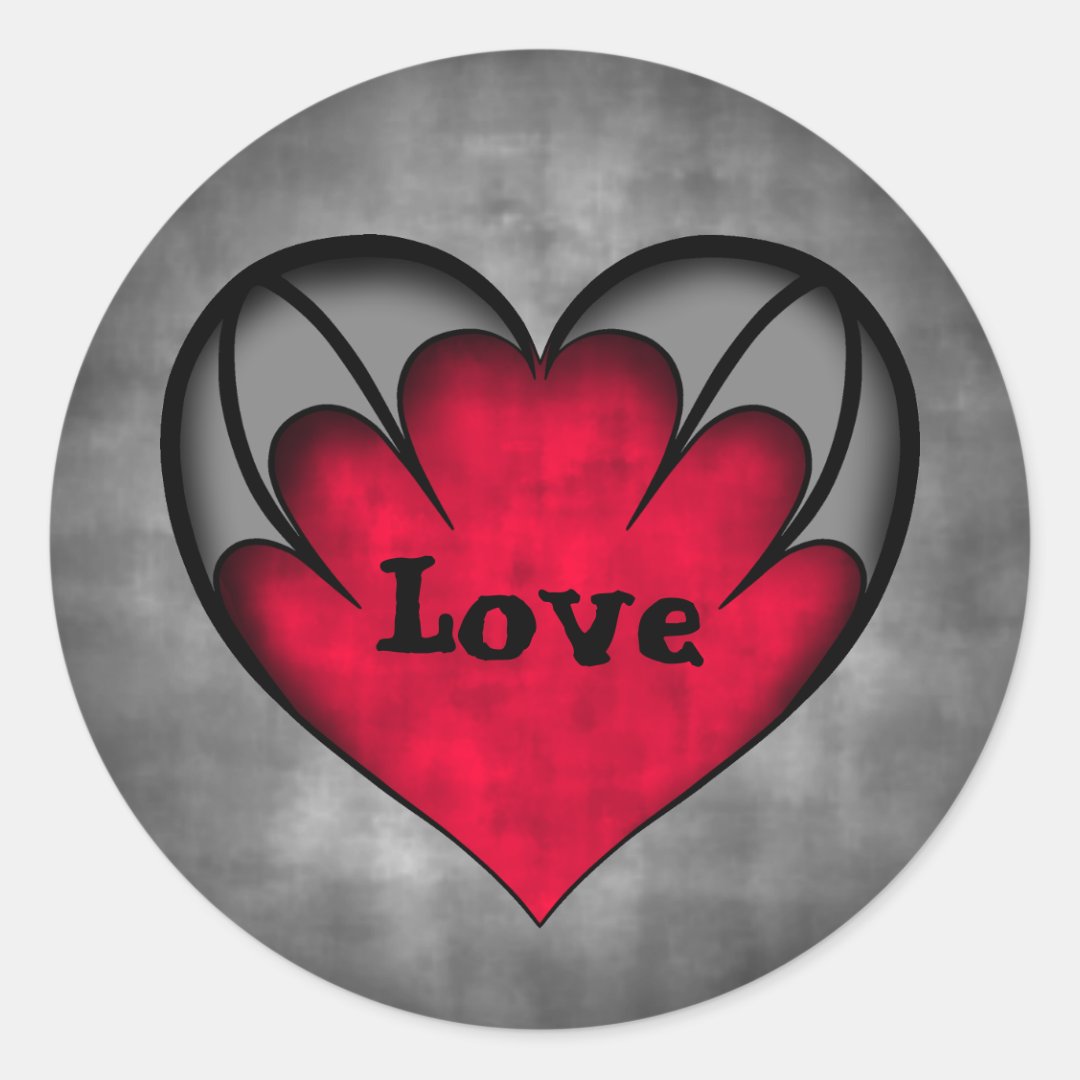 Gothic red heart Valentines day Love Classic Round Sticker | Zazzle