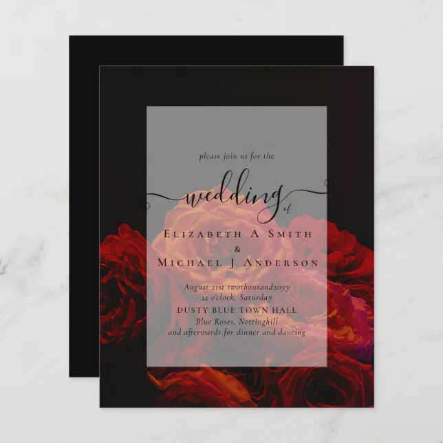 Gothic Red Roses Goth Wedding Invite | Zazzle