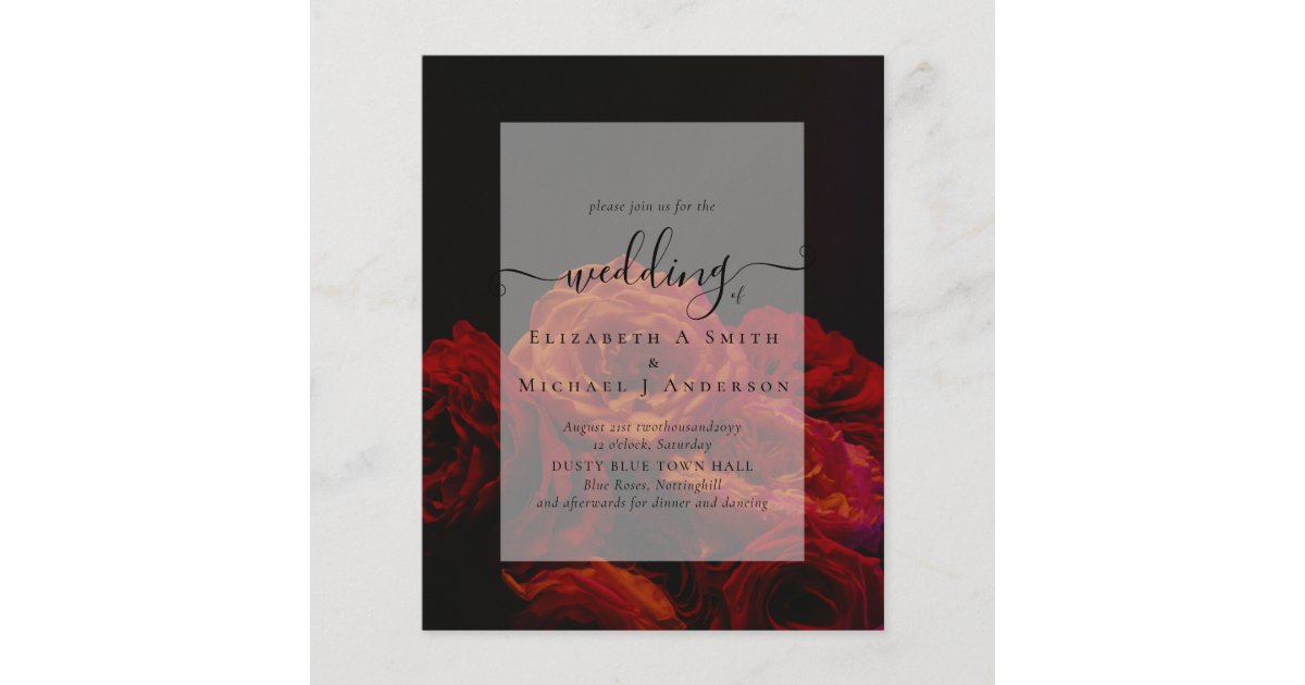 Gothic Red Roses Goth Wedding Invite Flyer | Zazzle