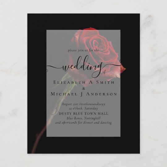 Gothic Red Roses Goth Wedding Invite Flyer | Zazzle.com