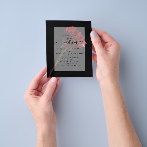 Gothic Red Roses Goth Wedding Invite Flyer | Zazzle