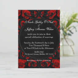 Gothic Red Roses Victorian Wedding Invitation | Zazzle