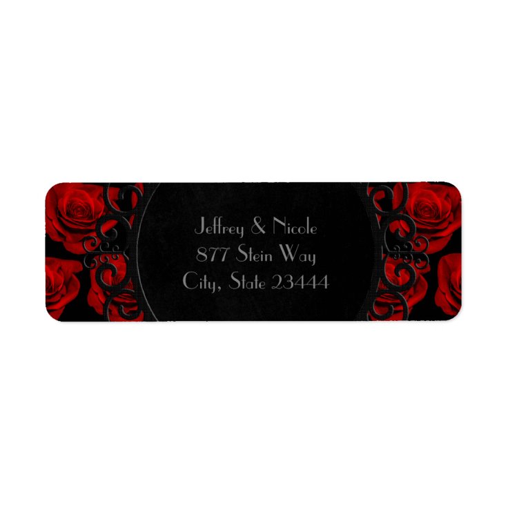 Gothic Red Roses Victorian Wedding Label | Zazzle