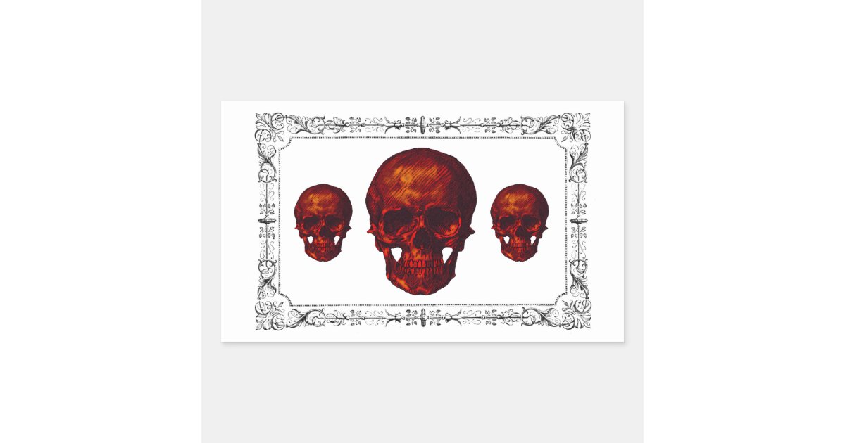 Gothic Red Skulls Rectangular Sticker | Zazzle