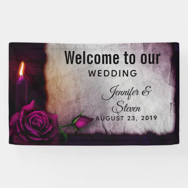 Gothic Rose, Candle, and Parchment Wedding Banner | Zazzle