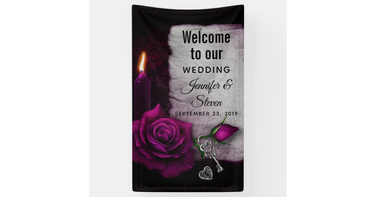 Gothic Rose, Candle, Parchment and Locket Wedding Banner | Zazzle