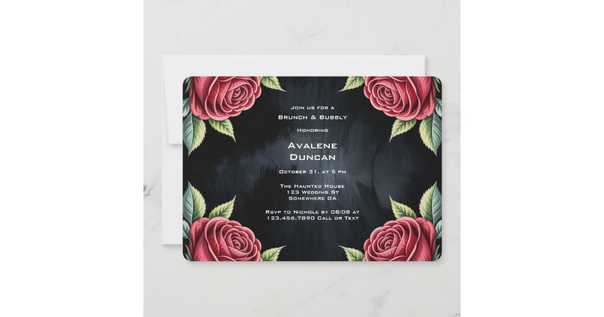 Gothic Rose Frame Brunch & Bubbly Invitation | Zazzle