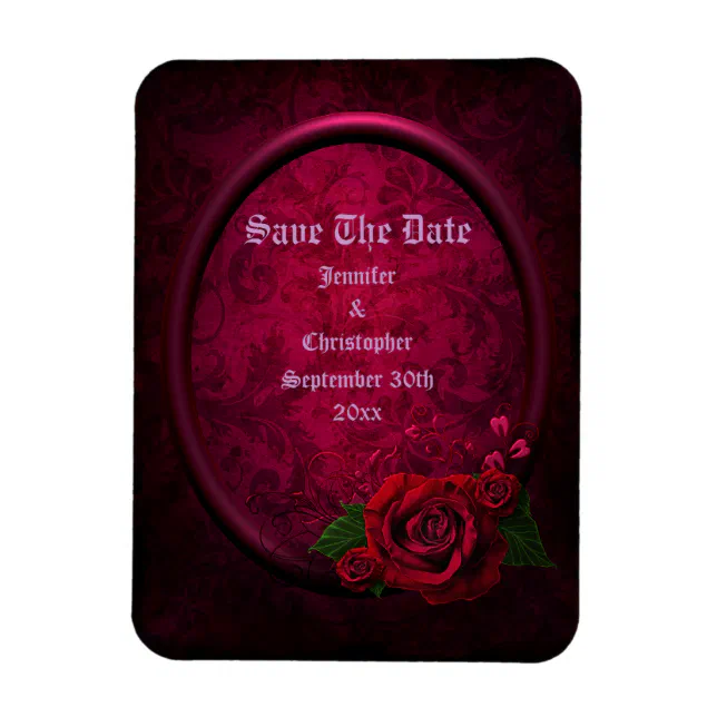 Gothic Rose Frame Save The Date Wedding Magnet | Zazzle