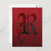 Gothic Rose Monogram R Postcard | Zazzle