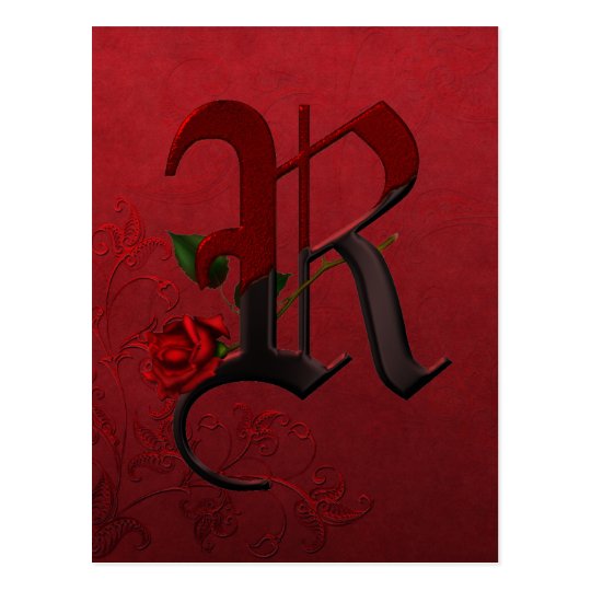 Gothic Rose Monogram R Postcard | Zazzle.com