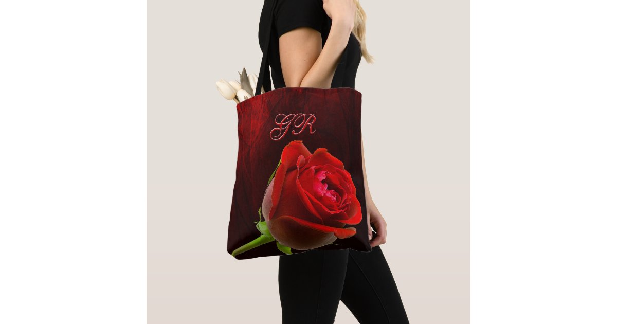 Gothic Rose Monogrammed Tote Bag | Zazzle