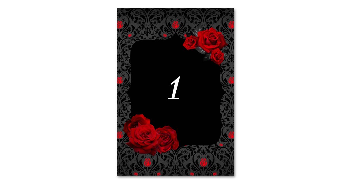 Gothic Rose Red and Black Table Number | Zazzle