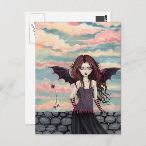 Gothic Rose Vampire Fairy Postcard | Zazzle