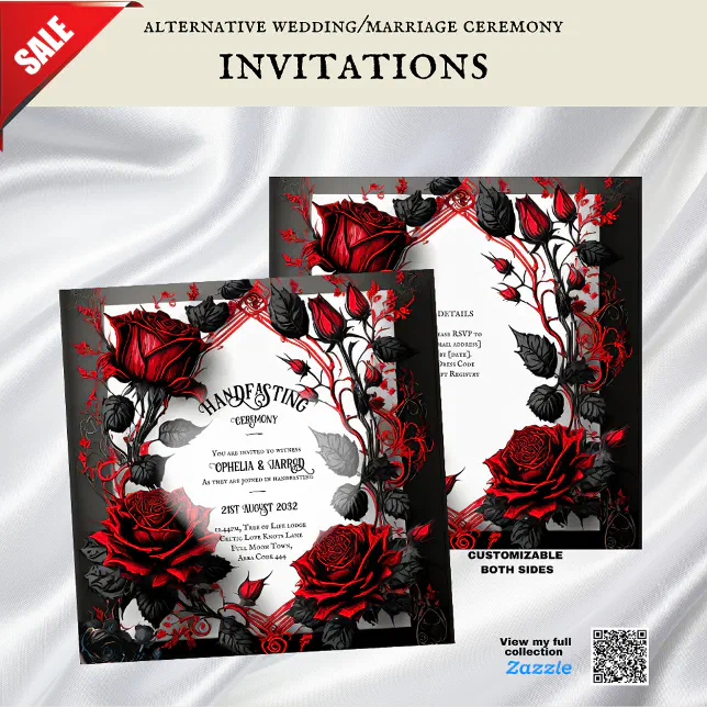 GOTHIC ROSES HANDFASTING CEREMONY INVITATIONS | Zazzle