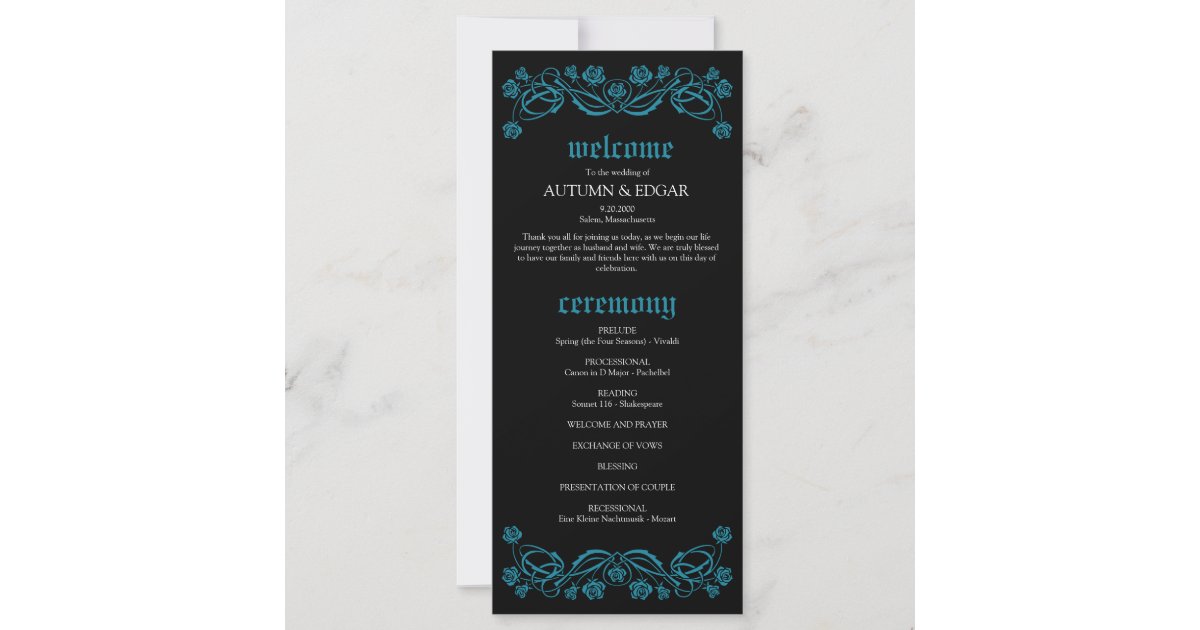 Gothic Roses Wedding Program | Zazzle