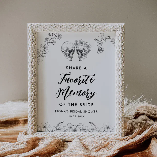 Gothic Share a Favorite Memory Bridal Shower Sign | Zazzle