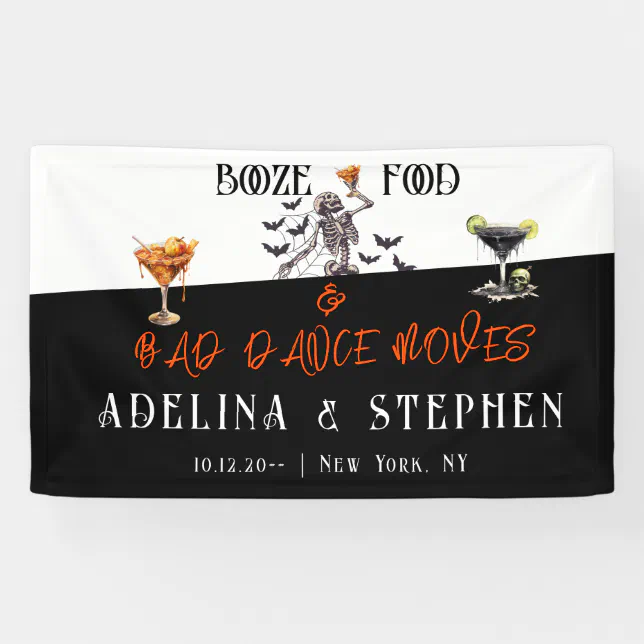 Gothic Skeleton Booze Food Wedding Photo Backdrop Banner | Zazzle