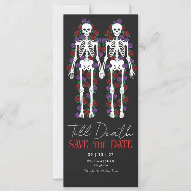 Gothic Skeleton Till Death Save the Date Invitation | Zazzle
