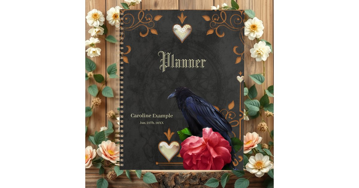Gothic Skull and Raven. Planner | Zazzle
