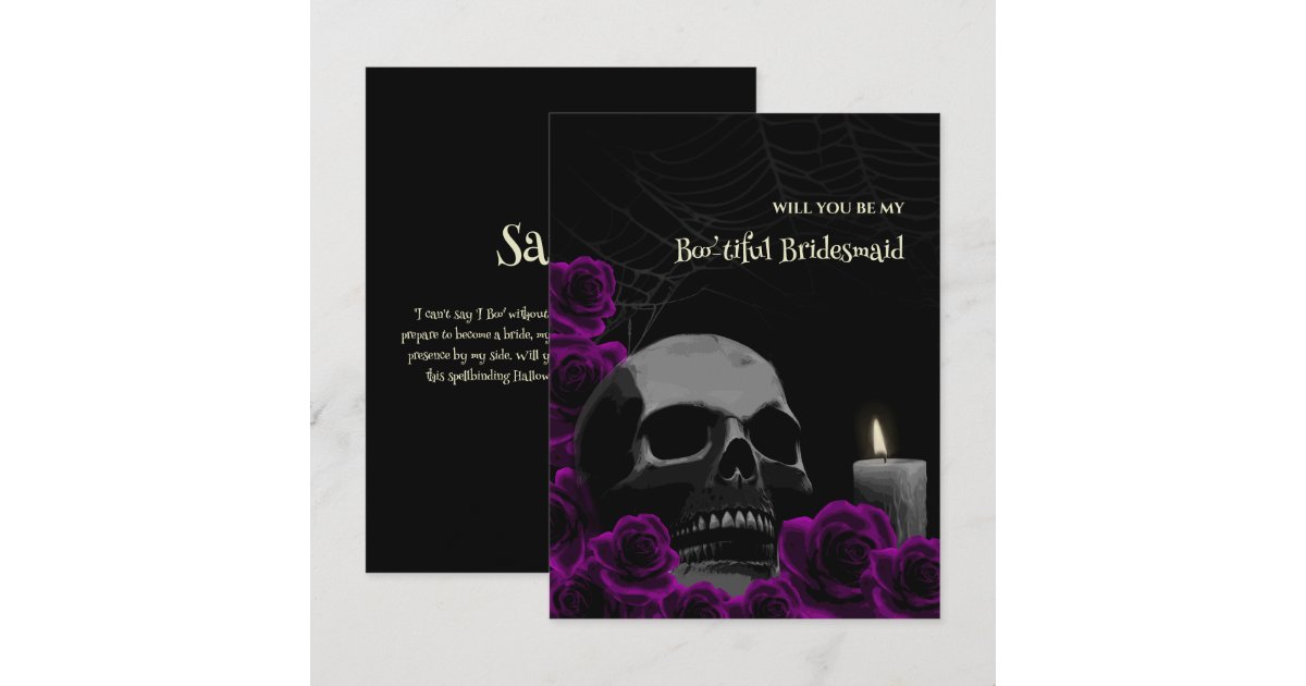Gothic Skull and Roses Bridesmaid Proposal Card | Zazzle